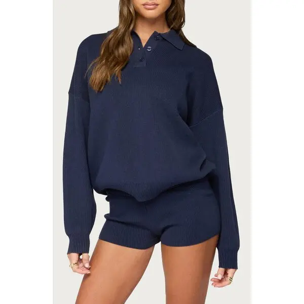 EDIKTED Lorie Oversized Polo Sweater