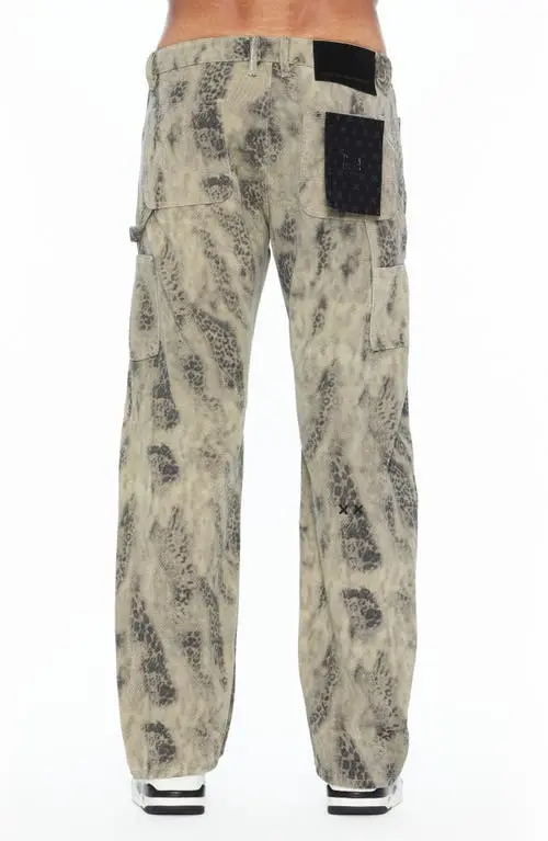CULT OF INDIVIDUALITY Grunge Leopard Baggy Fit Cargo Jeans - Mojave
