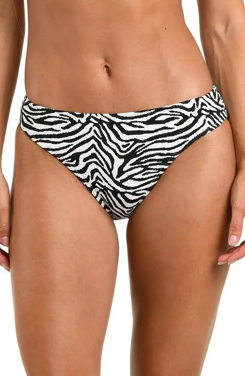 L'Agence Nicole Zebra Jacquard Hipster Bikini Bottoms - Black
