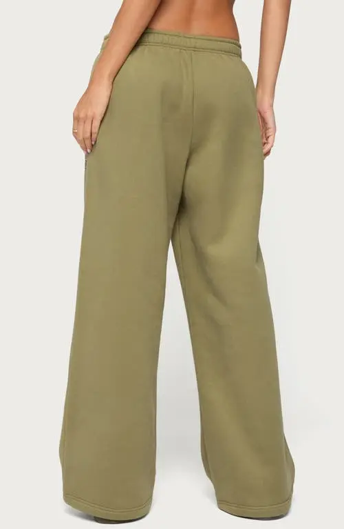 EDIKTED Major Wide Leg Sweatpants - Olive