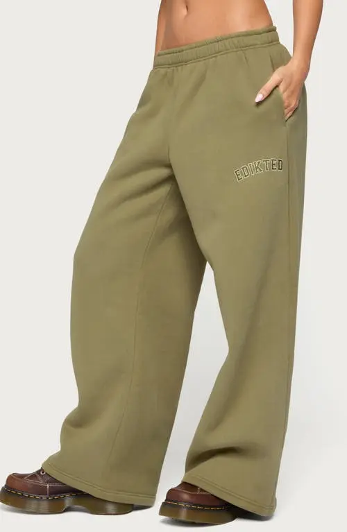 EDIKTED Major Wide Leg Sweatpants - Olive