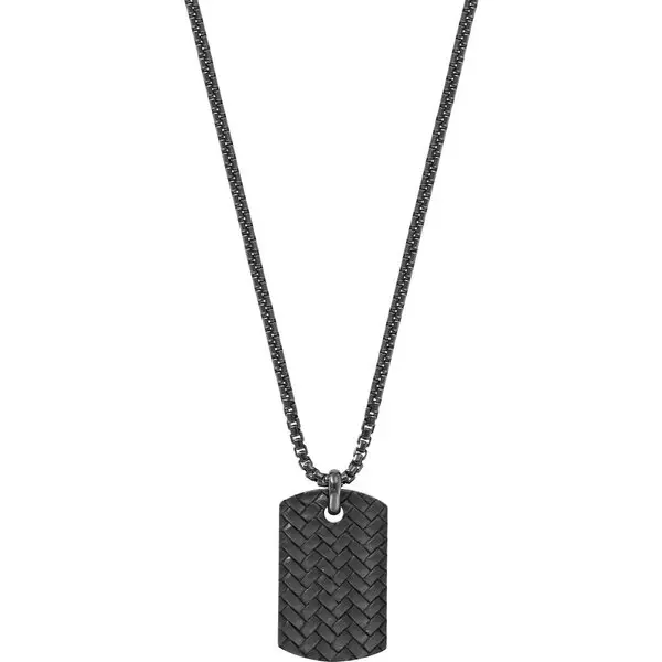 EFFY Textured Dog Tag Pendant In Sterling Silver - Black
