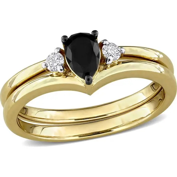 JULIANNA B. Black & White Bridal Ring Set 10k - Diamond