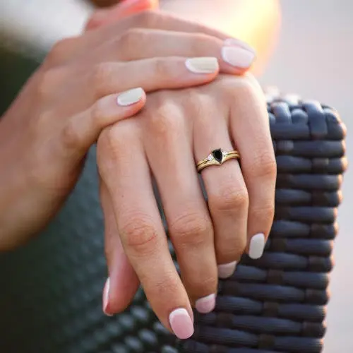 JULIANNA B. Black & White Bridal Ring Set 10k