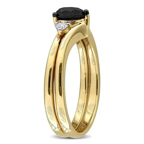 JULIANNA B. Black & White Bridal Ring Set 10k