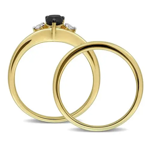 JULIANNA B. Black & White Bridal Ring Set 10k