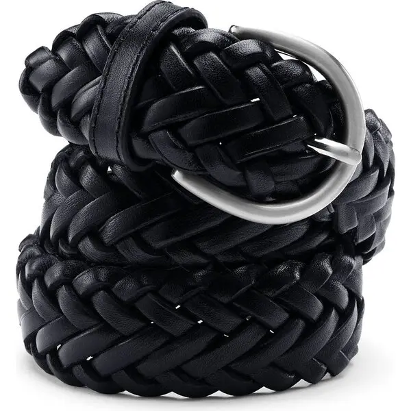 LANDS' END Leather Braided Belt - Black