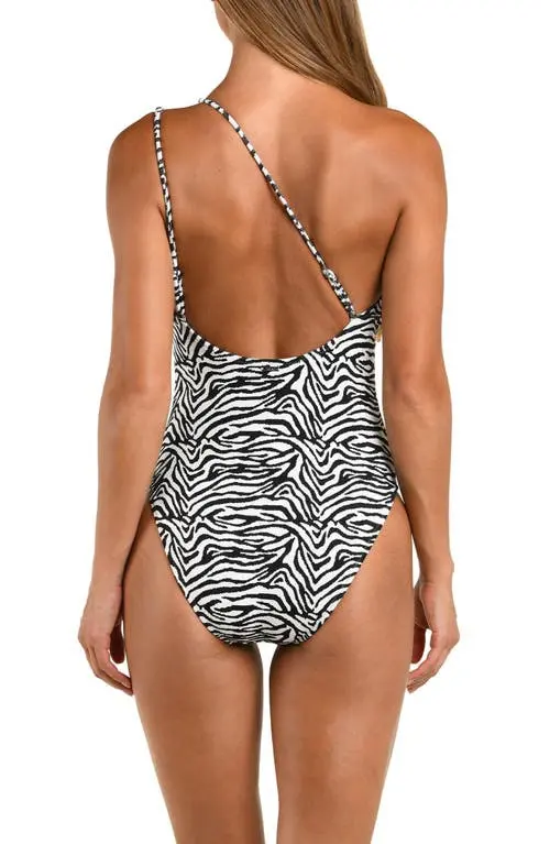 L'Agence Karmin Zebra One-shoulder One-piece Swimsuit