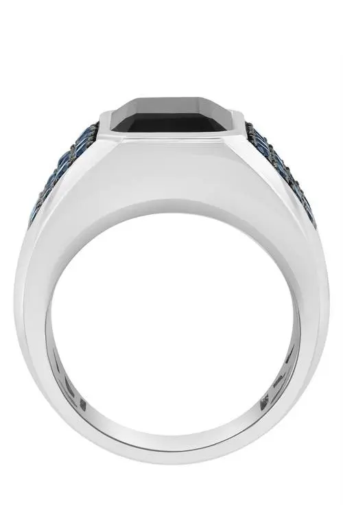 EFFY Onyx & Sapphire Geometric Signet Ring In Sterling Silver