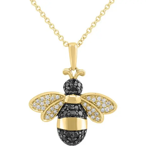 EFFY 14k Yellow Gold Diamond Honeybee Pendant