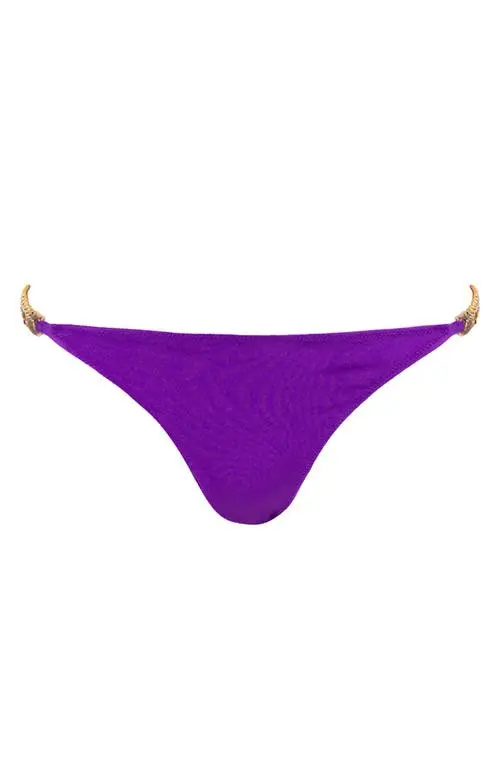 CHERINA  BEACHWEAR Cherina Beachwear Rose Bikini Gold Plated Side Accents Bottom - Purple