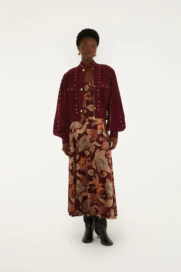 Farm Rio Studded Corduroy Velvet Jacket