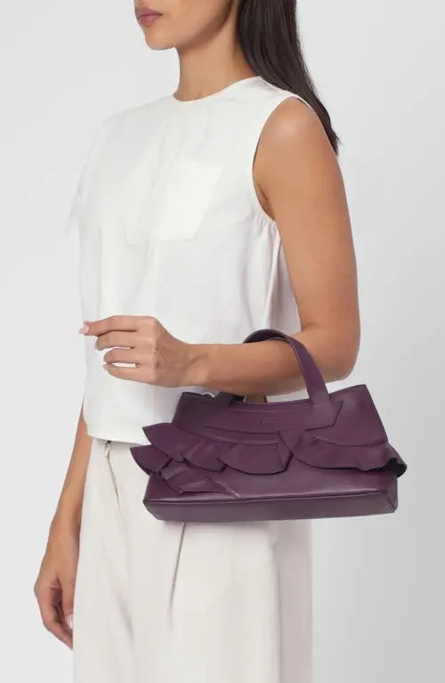 BEHNO Franca Ruffle Nappa Leather Shoulder Bag