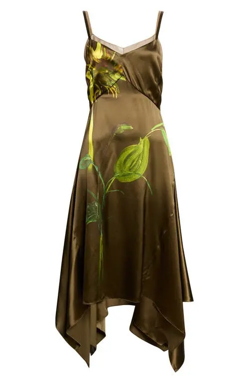 Monse Sunflower Print Silk Slipdress