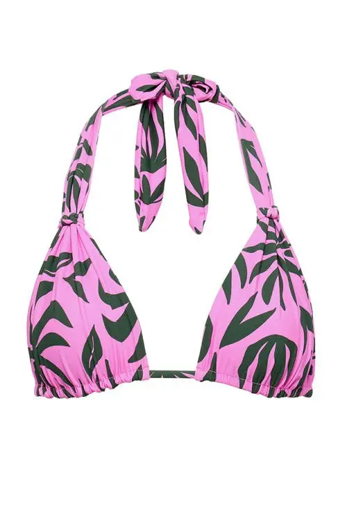 VYB SWIM Shady Palms Jemma Halter Bikini Top - Pink