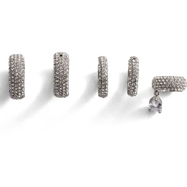 Baublebar Anya Pav Set Of 5 Huggie Hoop Earrings & Ear Cuff - Clear