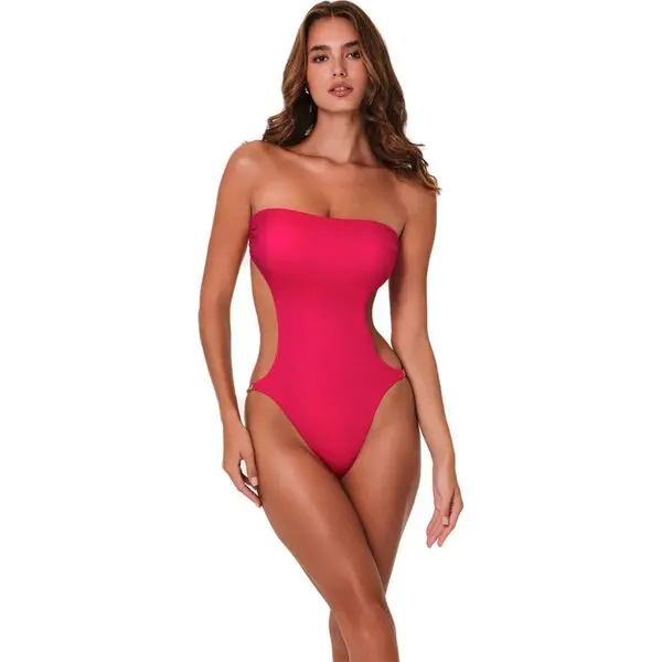 CHERINA BEACHWEAR Priyana Sculpting Strapless Cut-out One-piece Swimsuit - Pink