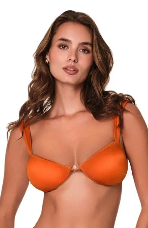 CHERINA BEACHWEAR Sophie Bralette-style With Adjustable Over-the-shoulder Strap Bikini Top - Orange