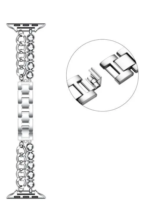 POSH TECH Liv Mixed Link Apple Watchband - Silver