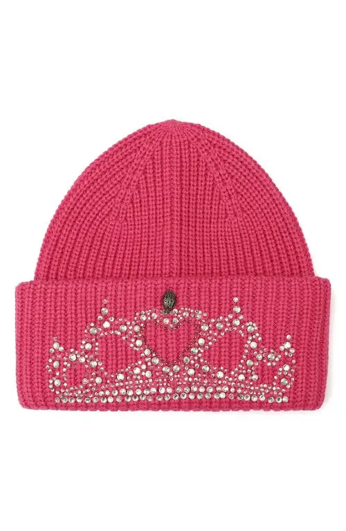 Kurt Geiger Tiara Wool Beanie - Fuchsia