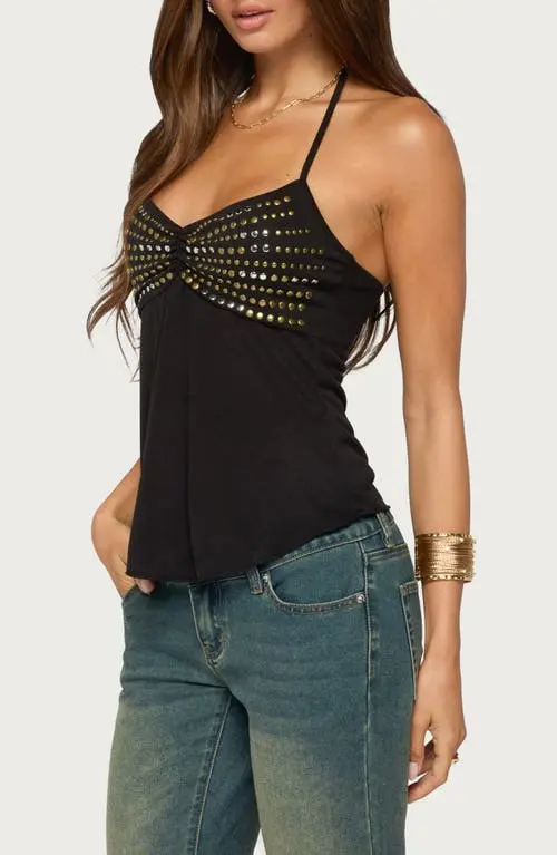 EDIKTED Ivana Studded Halter Top - Black