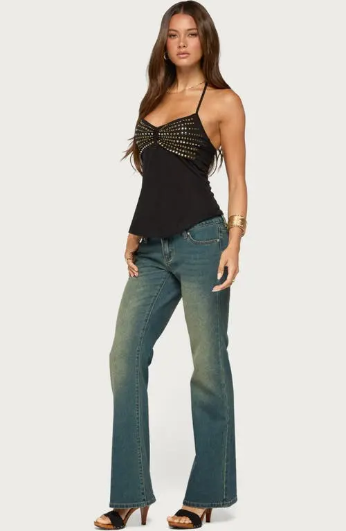 EDIKTED Ivana Studded Halter Top - Black