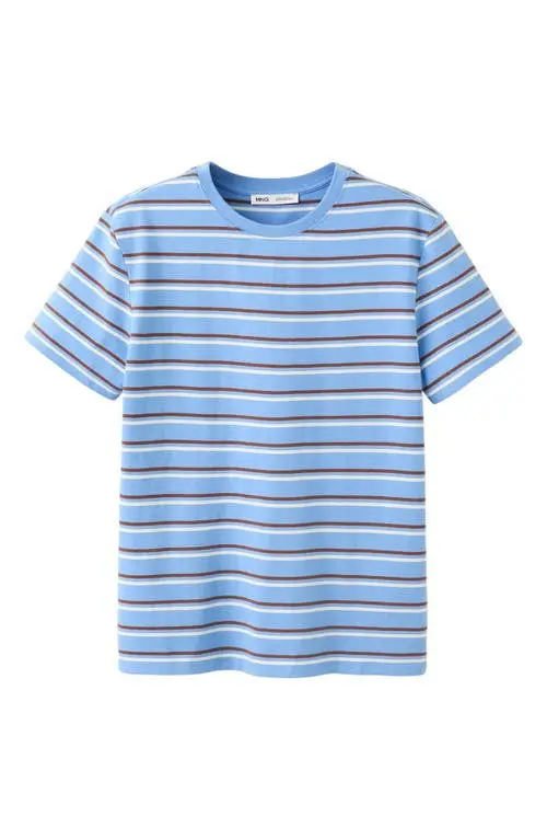 Mango Stripe Cotton T-shirt - Blue