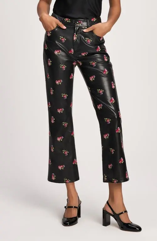 CINQ À SEPT Stevie Floral Embroidered Faux Leather Pants