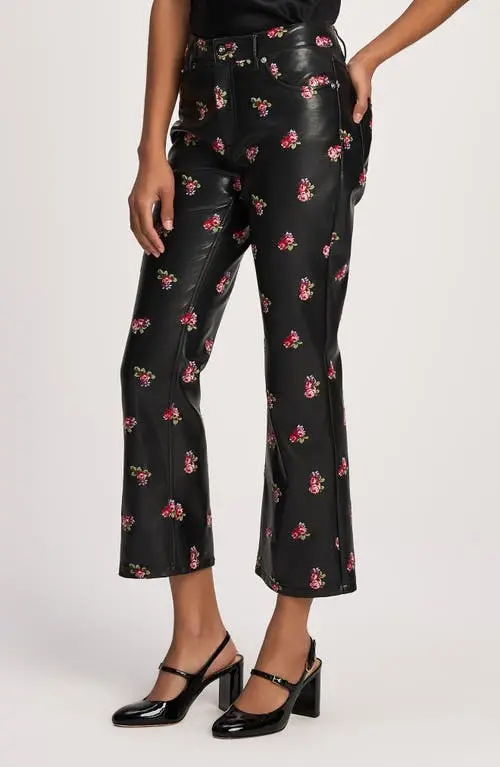 CINQ À SEPT Stevie Floral Embroidered Faux Leather Pants