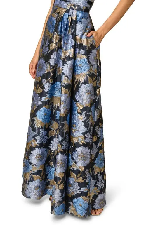 ADRIANNA PAPELL One-shoulder Floral Jacquard Gown