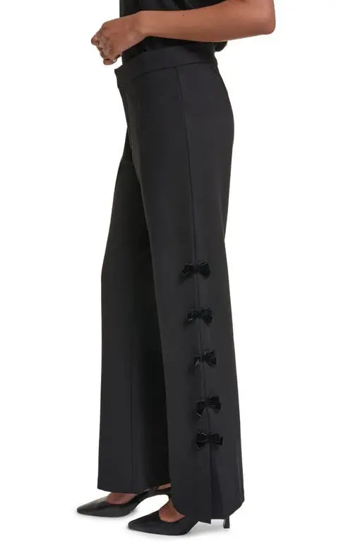 KARL LAGERFELD PARIS Bow Trim Pintuck Trouser Pants
