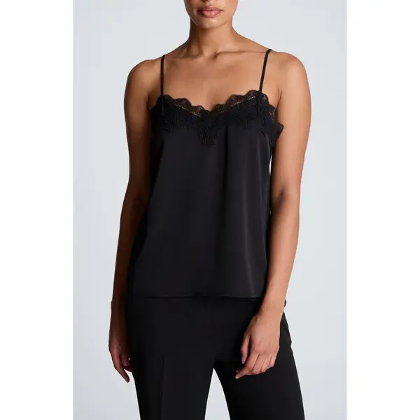 KENNETH COLE COLLECTION Lace Trim Camisole - Black