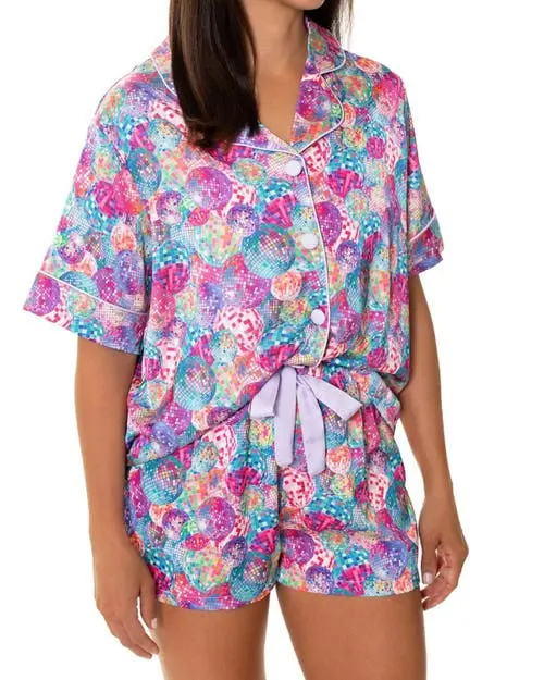 SUNSHINE SOCIETY Disco Queen Silky Short Sleeve & Pajama Set