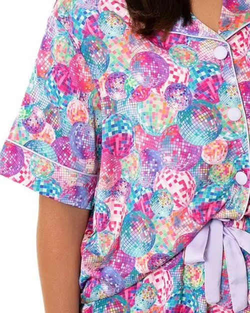 SUNSHINE SOCIETY Disco Queen Silky Short Sleeve & Pajama Set