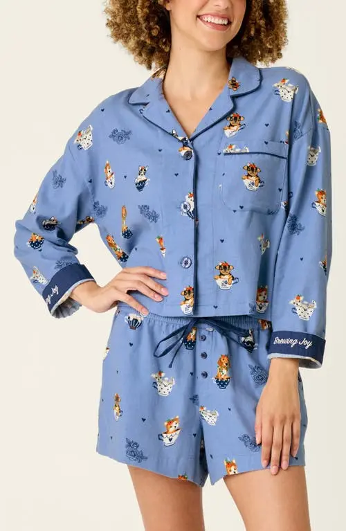 PJ SALVAGE Flannel Short Pajamas - Denim