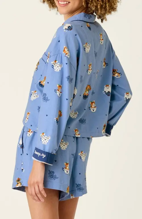 PJ SALVAGE Flannel Short Pajamas - Denim