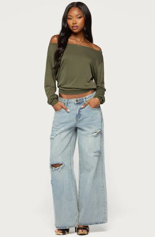 EDIKTED Nannie Off-the-shoulder Oversized Top