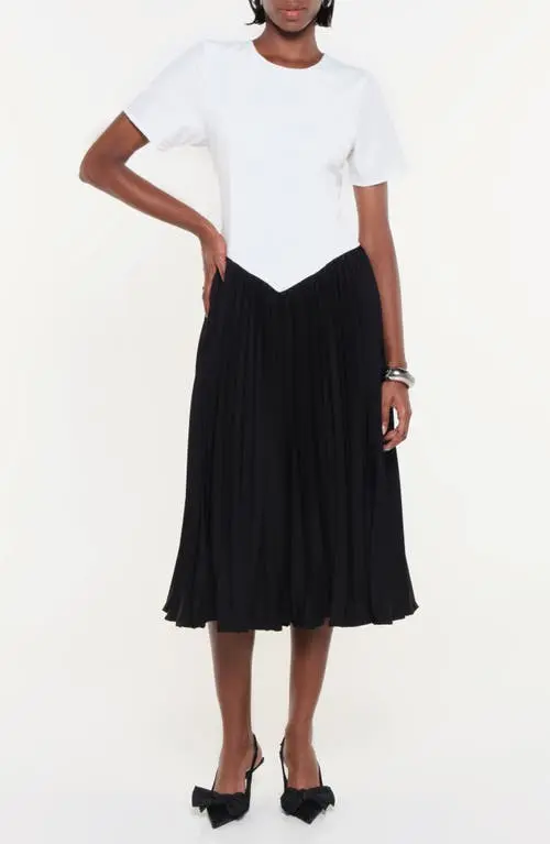 THE LULO PROJECT Fortaleza Colorblock Pleated A-line Midi Dress