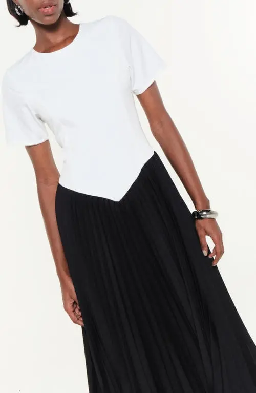 THE LULO PROJECT Fortaleza Colorblock Pleated A-line Midi Dress