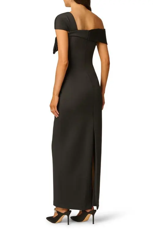 Adrianna Papell Bow Neckline Scuba Column Gown