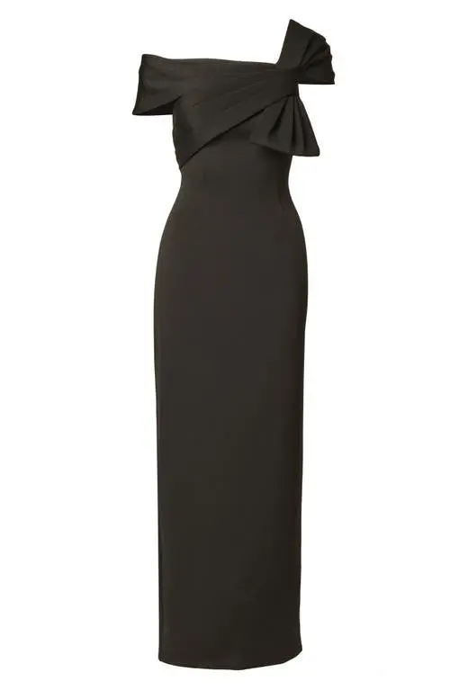 Adrianna Papell Bow Neckline Scuba Column Gown