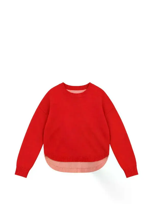 Chinti & Parker Colour-block Curved-hem Sweater - Red