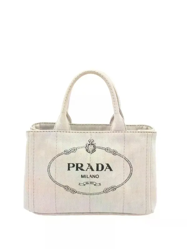 PRADA 2013-2026 Small Canvas Canapa Logo Tote Satchel