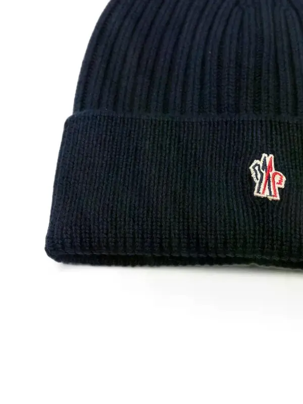 MONCLER GRENOBLE Logo-patch Ribbed-knit Beanie Hat