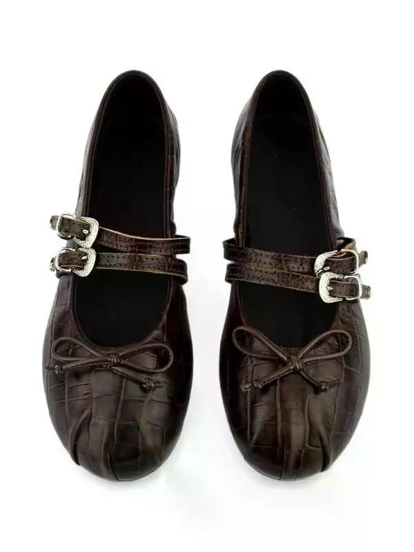 POSA Vita Ballerina Western Croc-effect Buckled Ballet Flats