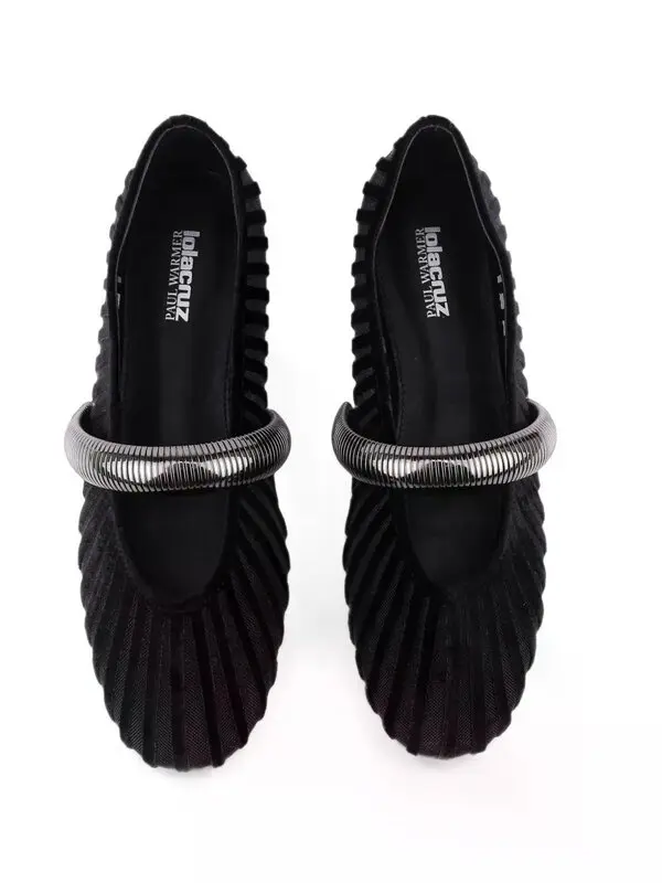 Lola Cruz Alexa Striped Ballet Flats - Black