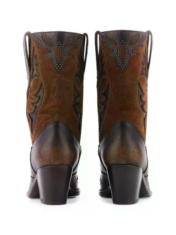 GOLDEN GOOSE 70 Wish Star Low-boots In Leather With Heels And Micro-studs