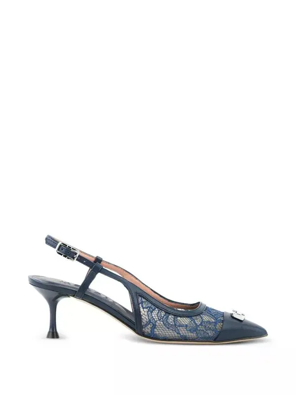 MOROBÉ Delilah Lace-panel Slingback Pumps