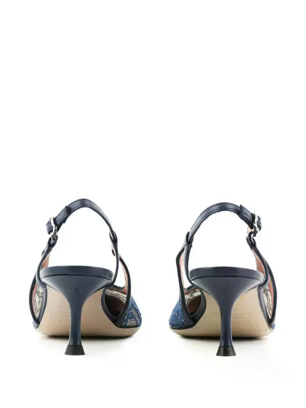 MOROBÉ Delilah Lace-panel Slingback Pumps