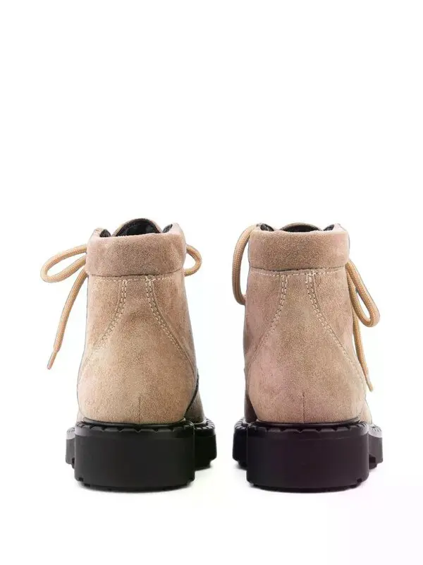 PAUL WARMER Courchevel Suede Combat Boots - Neutrals